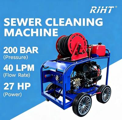 China RJHT-500S 200bar Gasoline-powered Mobile Pipeline Sludge Dredging Machine with 40L Flow Rate for Sewage Drainage for sale