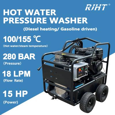 China RJHT-2818 Industrial Hot Water High Pressure Cleaning Machine Diesel Heating Gasoline Driven Outdoor Cleaning 280bar Customizable for sale