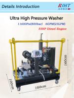 China RJHT-8023 Ultra High Pressure Cleaning Machine with 800 bar Pressure, Diesel Driven and 55HP for Industrial Cleaning for sale