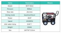 China RJHT-5022 Industrial Hydro Jet Cleaner with 500bar Pressure Range and 22liters per minute Flow Rate Powered by Triplex Plunger Pump for sale