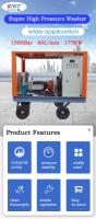 China Electric 200MPa ultra-high pressure water jet cleaning machine, chemical tank, concrete, brushed steel plate descaling and cleaning equipment for sale