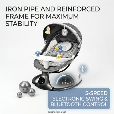 China Bionic Electric Baby Rocking Chair 170 Degree Tilt PE Board Spinal Support with 5-Speed Swing for sale