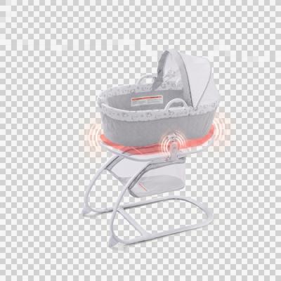 China Manual Rocking Baby Swing Bed Quiet Push Operation Adjustable Backrest with 2 Plush Toys Music Vibration for sale