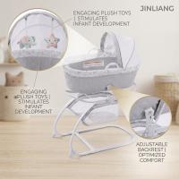 China 2 Plush Toys Infant Swing Bed Hanging Toy Bar Adjustable Backrest with Manual Rocking Music Vibration for sale