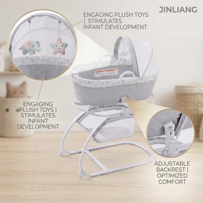 China 2 Plush Toys Infant Swing Bed Hanging Toy Bar Adjustable Backrest with Manual Rocking Music Vibration for sale