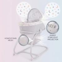 China Adjustable Backrest Newborn Swing Bed Multi Position Recline Manual Rocking with Music 2 Plush Toys for sale