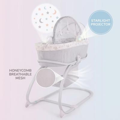 China Music Vibration Baby Swing Bed Built-in Melodies Manual Rocking Adjustable Backrest with 2 Plush Toys for sale