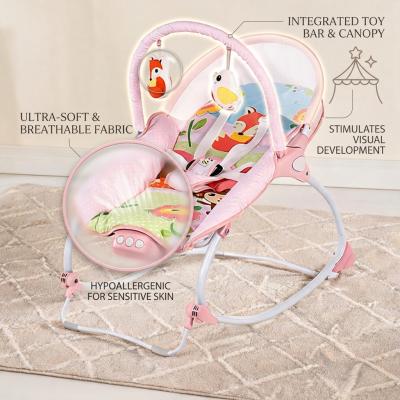 China 2 Plush Toys European Infant Rocker Chair Iron Pipe Frame Foldable with Musical Vibration Washable Cover for sale