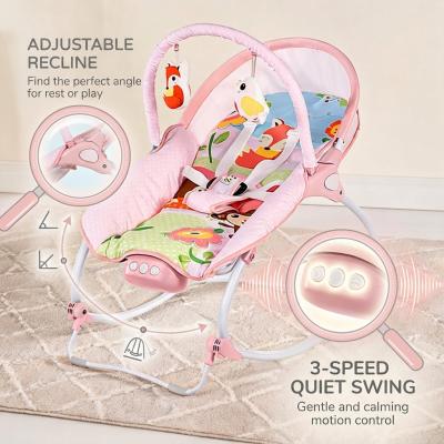 China Remote Control Electric Infant Rocker 5V Adapter Swing Chair 5 Speed Amplitude with Plush Toys Washable for sale