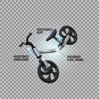 China Childrens Balance Bike 2 Wheel 50KG Capacity Adjustable Seat with 12 Inch Tires 360 Steering for sale