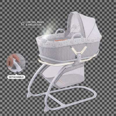 China Automatic Rocking Electric Swing Bed Musical Light Toy 2 Plush Toys with 9V Charger Cradle Mode for sale