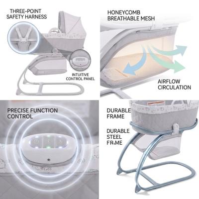 China 9V Charger Electric Swing Bed Automatic Rocking Cradle Mode with Musical Light Toy 2 Plush Toys for sale