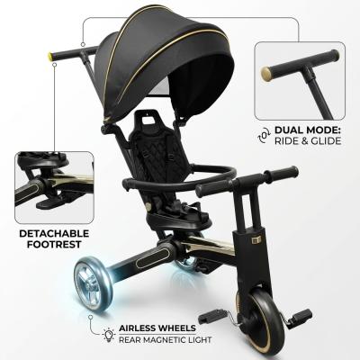 China Wholesale Four Wheel Balance Bike Kids Supplier OEM ODM with 2 Position Seat 45 Degree Steering for sale