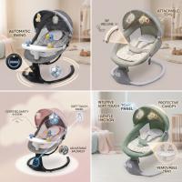 China Detachable Washable Tray Infant Swing Rocker 2 Plush Toys 5-Speed Swing Bluetooth Music Remote Baby Bouncer Chair for sale