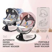 China Detachable Washable Tray Infant Swing Rocker 2 Plush Toys 5-Speed Swing Bluetooth Music Remote Baby Bouncer Chair for sale