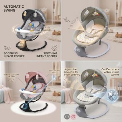 China Remote Control Infant Swing Rocker Touch Panel Adjustable Backrest 3-Speed Timer Blackout Tent Music Baby Rocking Chair for sale
