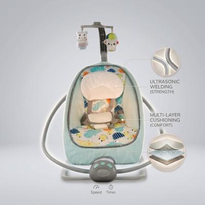 China Elegant Upholstered Infant Rocker Chair European Rocking Chair Iron Pipe Frame Cotton Fabric Baby Cradle for sale