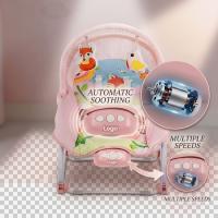 China Washable Seat Cover Infant Rocker Chair Foldable European Rocking Chair Musical Light Box 2 Plush Toys for sale