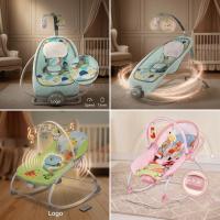 China Adjustable Height Infant Rocker Chair 2 Levels Foldable European Rocking Chair Musical Light Vibration Toy for sale