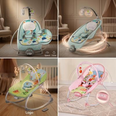 China Adjustable Height Infant Rocker Chair 2 Levels Foldable European Rocking Chair Musical Light Vibration Toy for sale