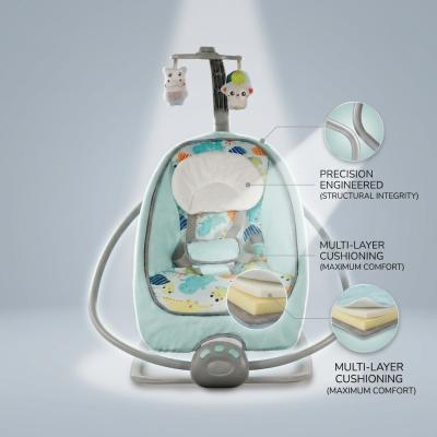 China Foldable European Baby Rocking Chair Musical Light Vibration Box 2 Plush Toys Washable Seat Cover Infant Rocker for sale