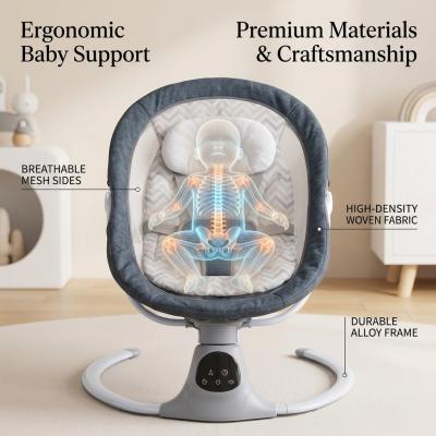 China Bluetooth Smart Bouncer Electric Rocking Chair Adjustable Backrest 5-Speed Swing Remote Control Plush Toys for sale