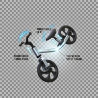 China Balance Training Bike Children Adjustable Handlebar 12-Inch Rubber Tires Steel Frame 360 Degree for sale
