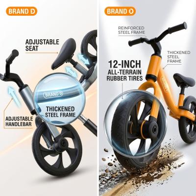 China Magnesium Alloy Kids Balance Bike Adjustable Handlebar 12-Inch Rubber Tires 360 Degree Steering for sale