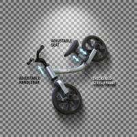 China 12-Inch Rubber Tire Children Balance Bike Adjustable Handlebar 360 Degree Steering Steel Frame Kids for sale