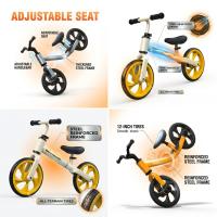 China 360 Degree Steering Kids Balance Bike Adjustable Seat 12-Inch Rubber Tires High-Carbon Steel Frame for sale