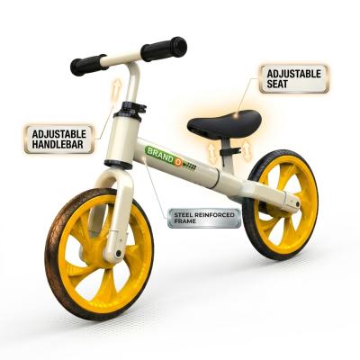China Adjustable Handlebar Children Balance Bike 12-Inch Rubber Tires 360 Degree Steering Steel Frame Kids Toy for sale