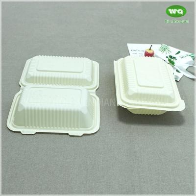 China 7x5 Inch Biodegradable Bioplastic Hinged food boxes,natural plants eco-friendly material Compostable Food Containers for sale