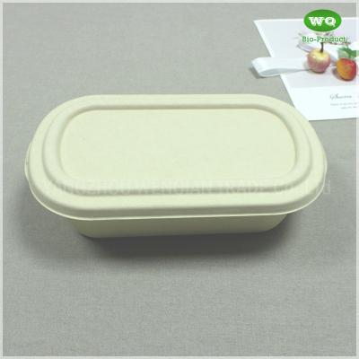China Eco-Friendly Sugarcane Pulp 850ml Package Box With Lid -100% Biodegradable Microwavable Lunch Box Food Packaging Box for sale