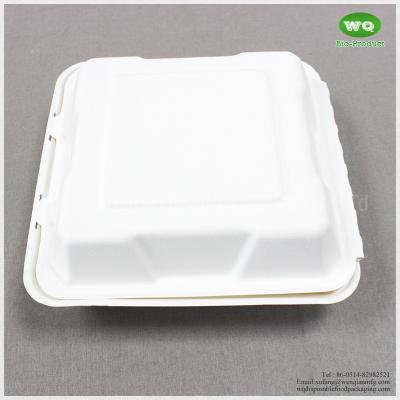 China Green And Energy 8*8 And 9*9 Inch1-Compartment, Compostable Clamshell, Natural Bagasse Take-Out/To-Go Food Boxes for sale