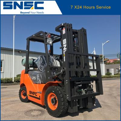 China High Lift 2500kg LPG Gas Forklift with Luxury Suspension Seat and Lift Height 5000mm for sale