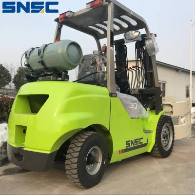 China Japan Nissan K25 Engine 3 Ton Gasoline Forklift with Paper Roll Clamp Attachment for sale