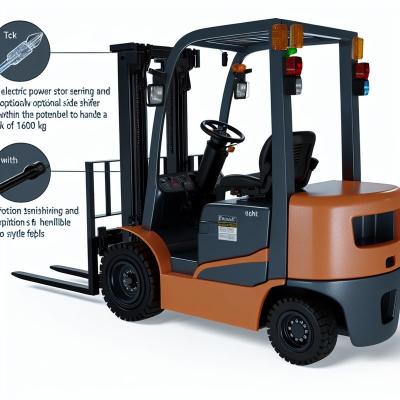 China Power Steering Electric Forklift with 1600kg Loading Capacity Optional Side Shifter and Versatile Applications for sale