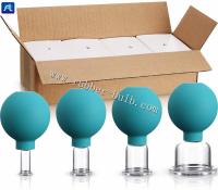 China Silicone Rubber Glass Massage Cupping Set For Stimulating Collagen for sale