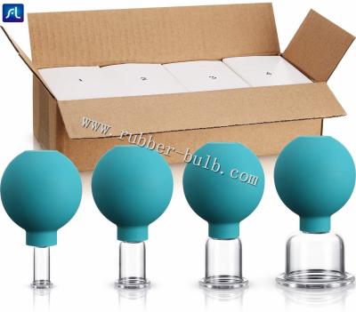 China Silicone Rubber Glass Massage Cupping Set For Stimulating Collagen for sale
