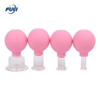 China Glass Facial Cupping Set  Silicone Vacuum Suction Massage Cups 2 PCS for sale