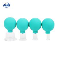 China Glass Facial Cupping Set  Silicone Vacuum Suction Massage Cups 2 PCS for sale