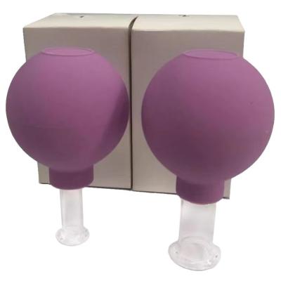 China Glass Facial Cupping Set  Silicone Vacuum Suction Massage Cups 2 PCS for sale