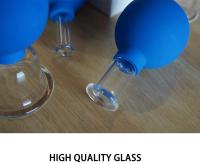 China Blue 4 Pcs Glass Vacuum Cupping Set Therapy  Cups  Fire Cupping Kits Chinese Traditional Massage Reduce Fine Lines for sale