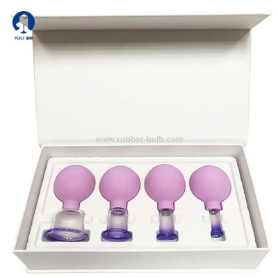 China 4pcs 15/825/35/55mm  Health Massage Vacuum Cupping Cups Rubber Head Glass Face Cupping Cans for sale