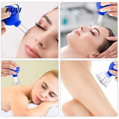 China 4pcs Different Size Blue Vacuum Cupping Cups Set Rubber Head Anti Cellulite Massage Chinese Therapy Face Cupping Set for sale
