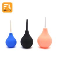 China Black Silicone Enema Bulb Kit 7.6oz Clean Anal Douche With 19.7in Hose for sale