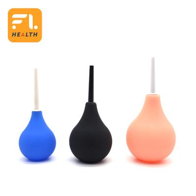 China Black Silicone Enema Bulb Kit 7.6oz Clean Anal Douche With 19.7in Hose for sale