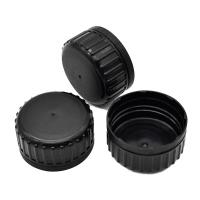 China Black Plastic Ribbed Closure 44mm Pilfer Proof Cap For Engine Oil Bottle for sale