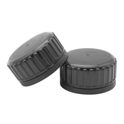 China Black Plastic Ribbed Closure 44mm Pilfer Proof Cap For Engine Oil Bottle for sale