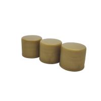 China Golden 18mm Screw Cap , Ribbed Wall Plastic Caps And Closures for sale
